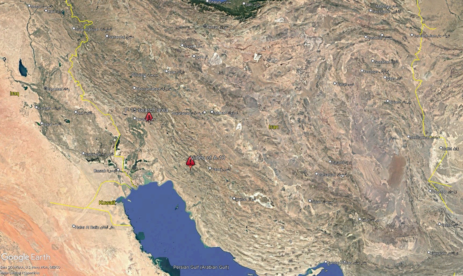 Confirmed- US fighter jet shot down over Iran. C-SAR mission ongoing ...
